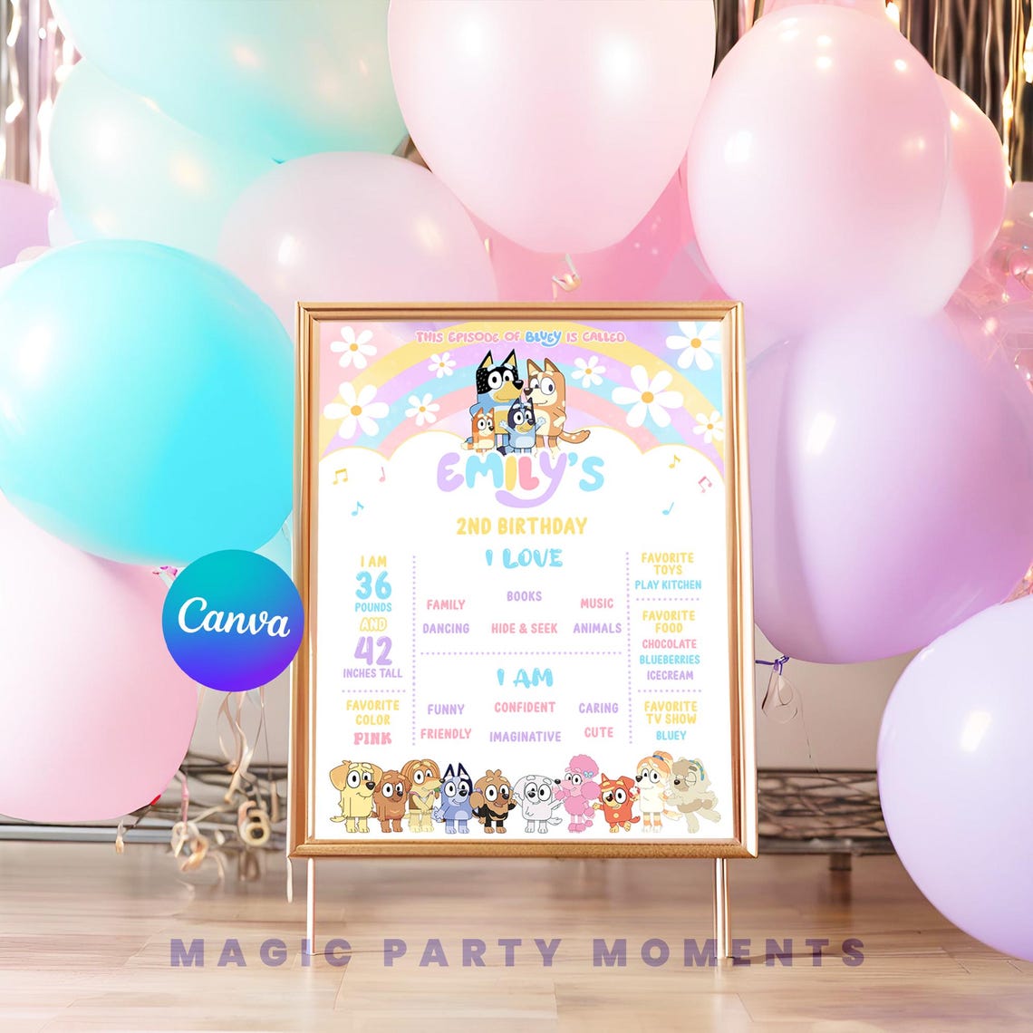 Editable Bluey Milestone Poster, Milestone Banner, Birthday Welcome ...