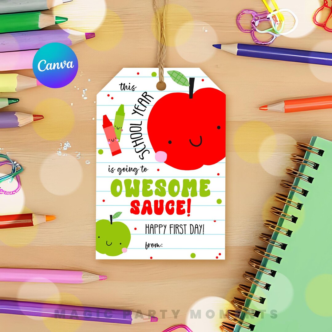 Editable Awesome Sauce Gift Tag – Applesauce Back to School Favor Label ...