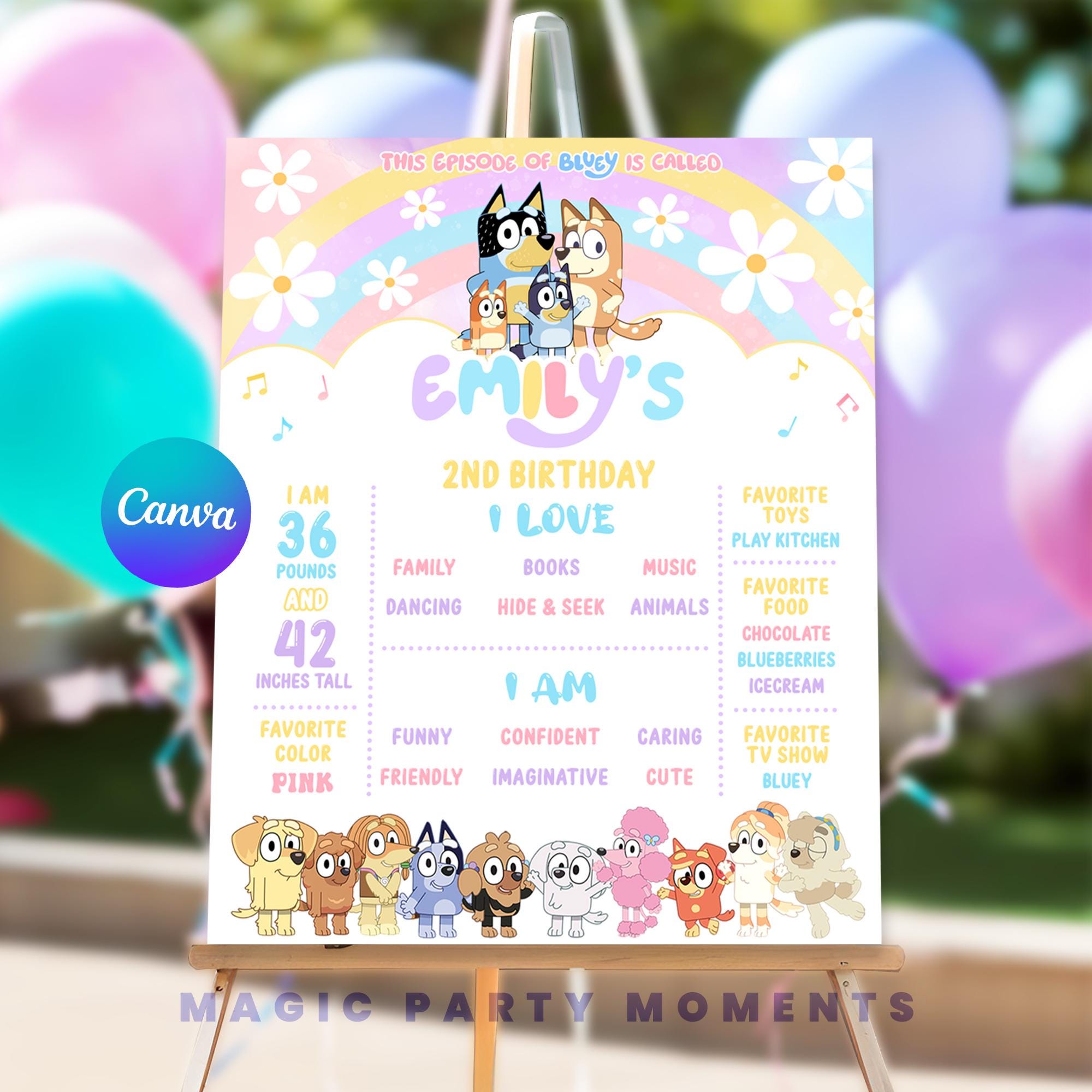 Editable Bluey Milestone Poster, Milestone Banner, Birthday Welcome ...