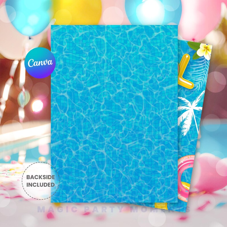 Editable Pool Party Birthday Invitation: Modern 3D Design (digital ...