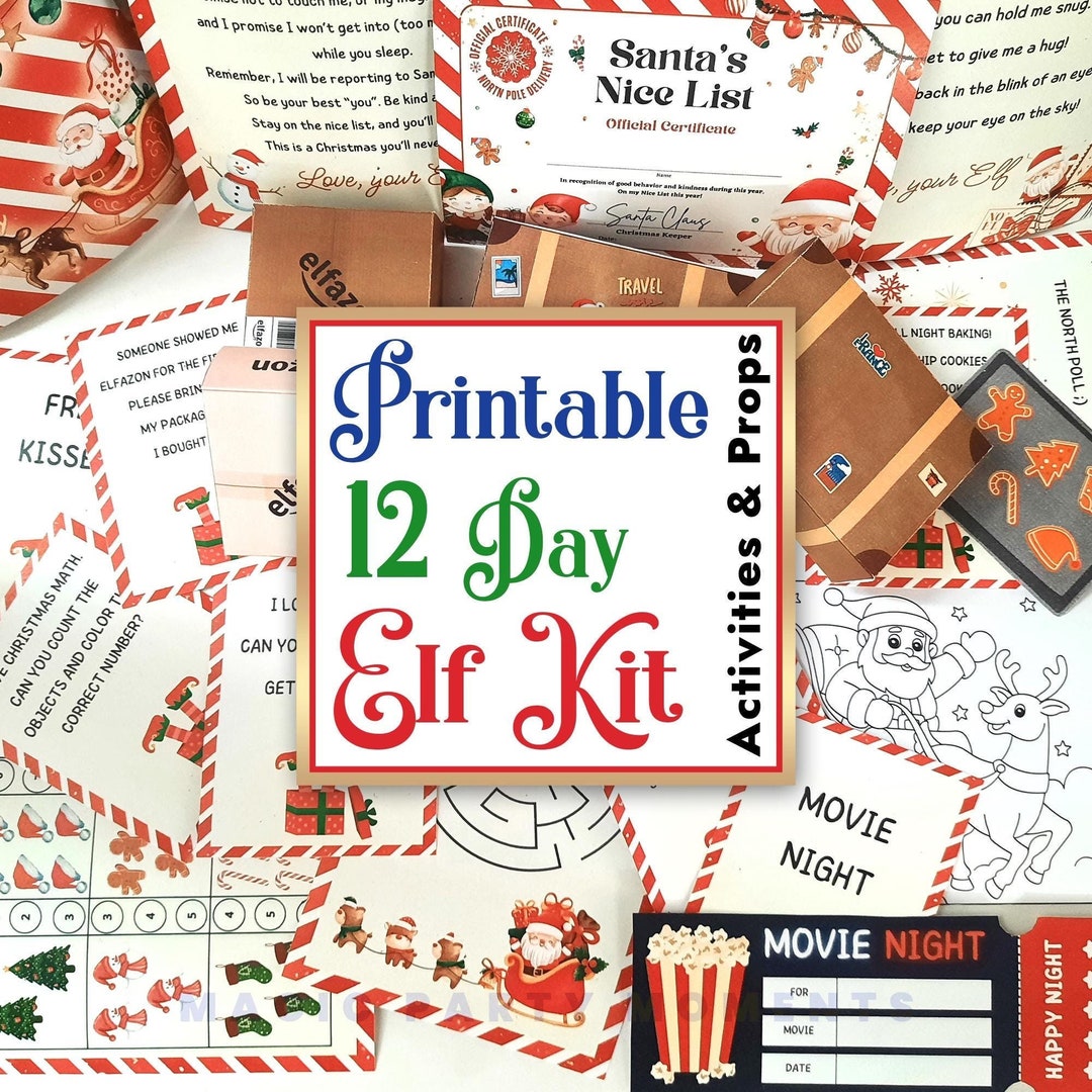 Printable 12 Days Elf Activities Kit: Christmas Elf Props (digital ...