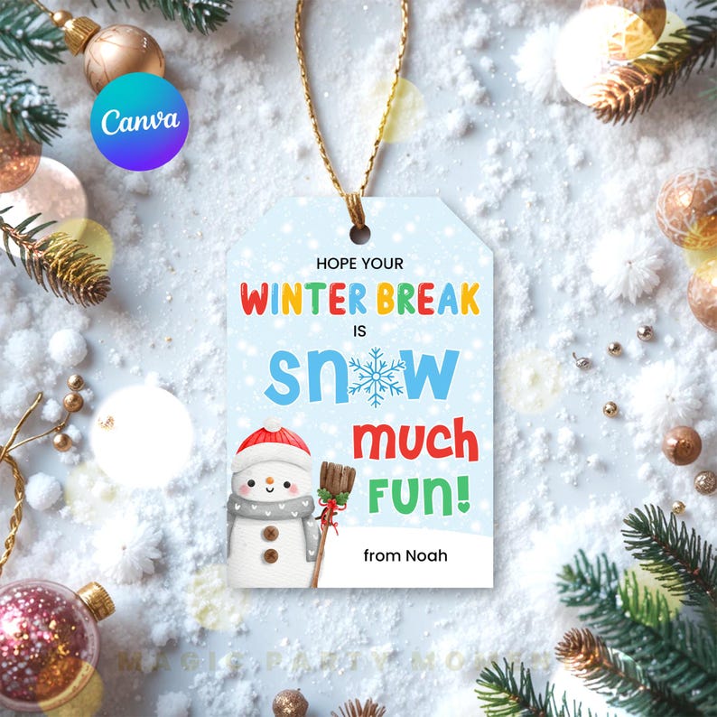 Editable Hope Your Winter Break is Snow Much Fun Favor Gift Tag ...