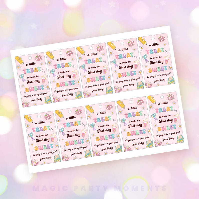 Editable Back to School Favor Tags: First Day Gift (digital Download ...