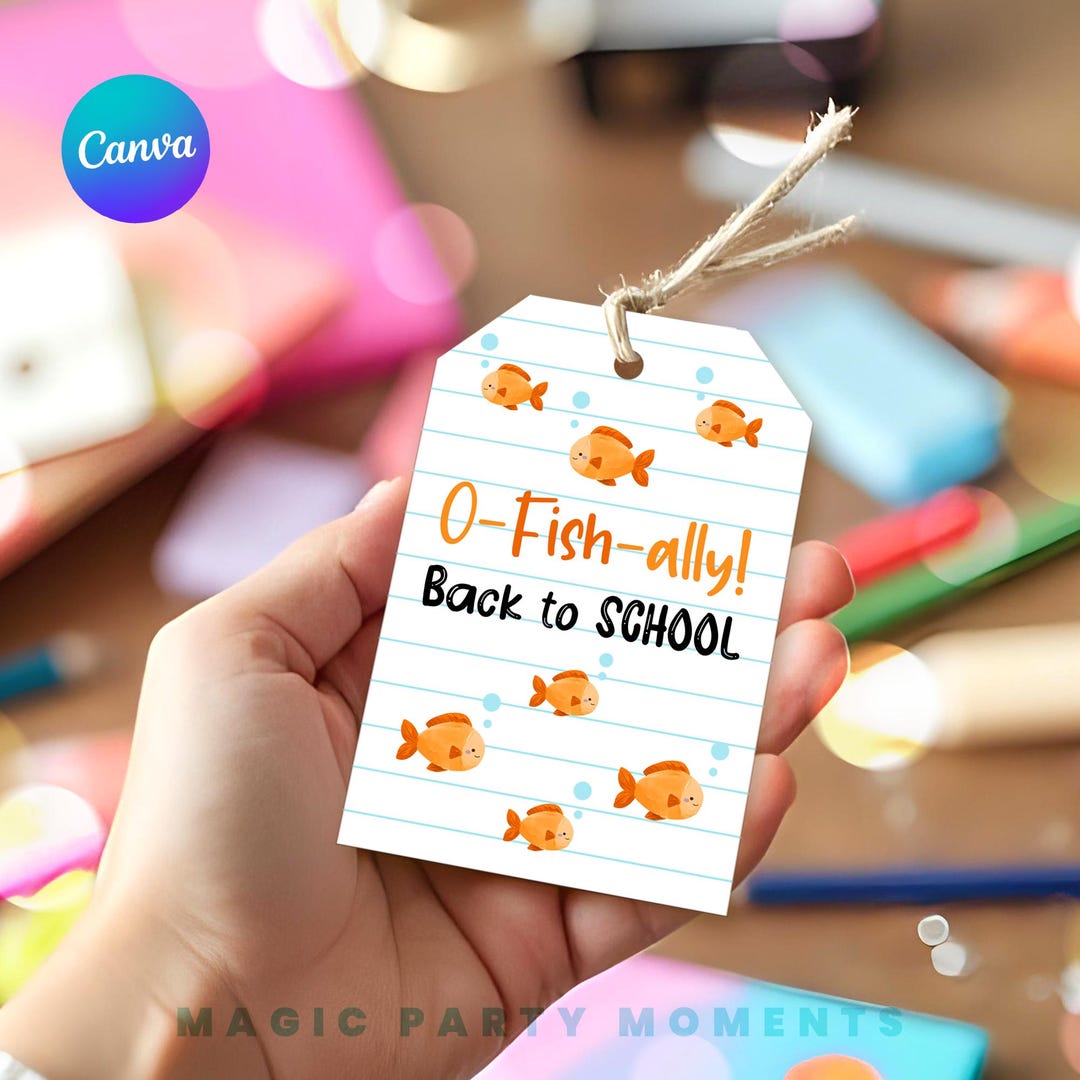 O-fish-ally Back to School Tag – Printable First Day Gift Tag, Student ...