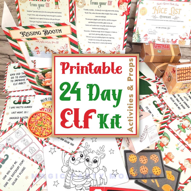 Printable Elf Kit 24 Days Bundle – Christmas Elf Props, Activities ...