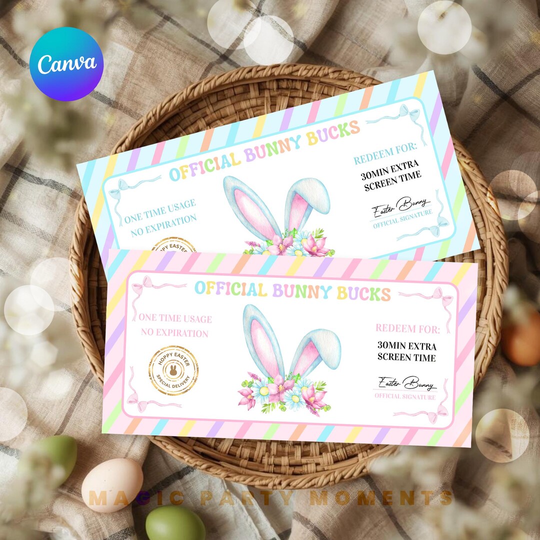 Easter Play Money | Bunny Bucks Printable | Easter Egg Hunt Dollar ...