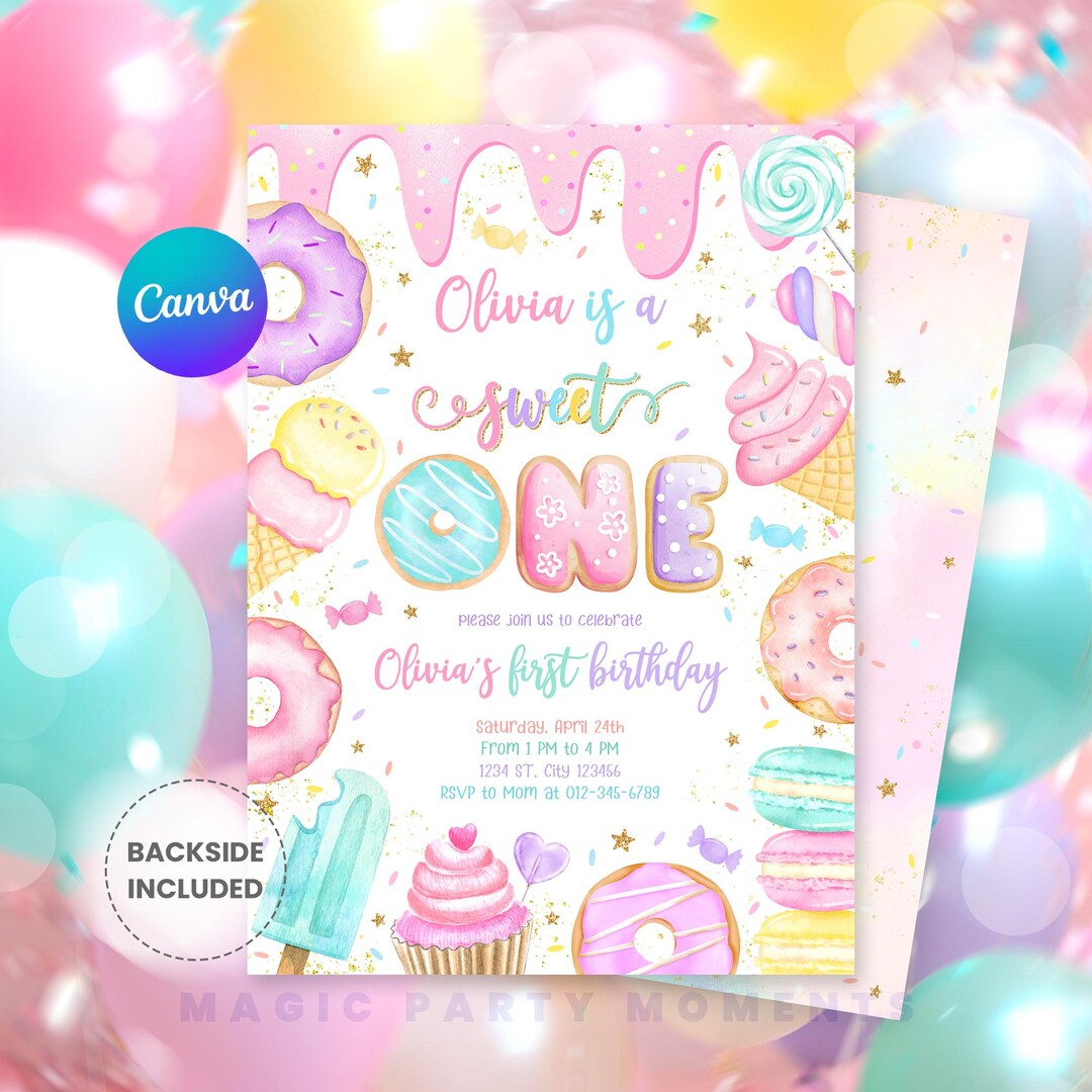 Sweet One Birthday Invitation, 1st Birthday Girl Invite, Sweet One ...
