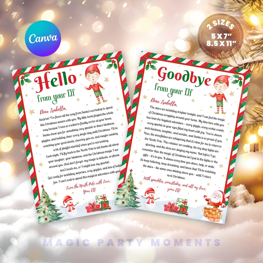 Editable Elf Arrival & Goodbye Letter, First Time Elf Letter, Elf Hello ...