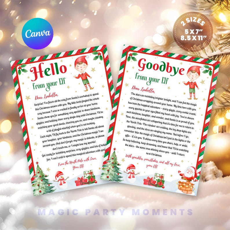Editable Elf Arrival & Goodbye Letter, First Time Elf Letter, Elf Hello ...