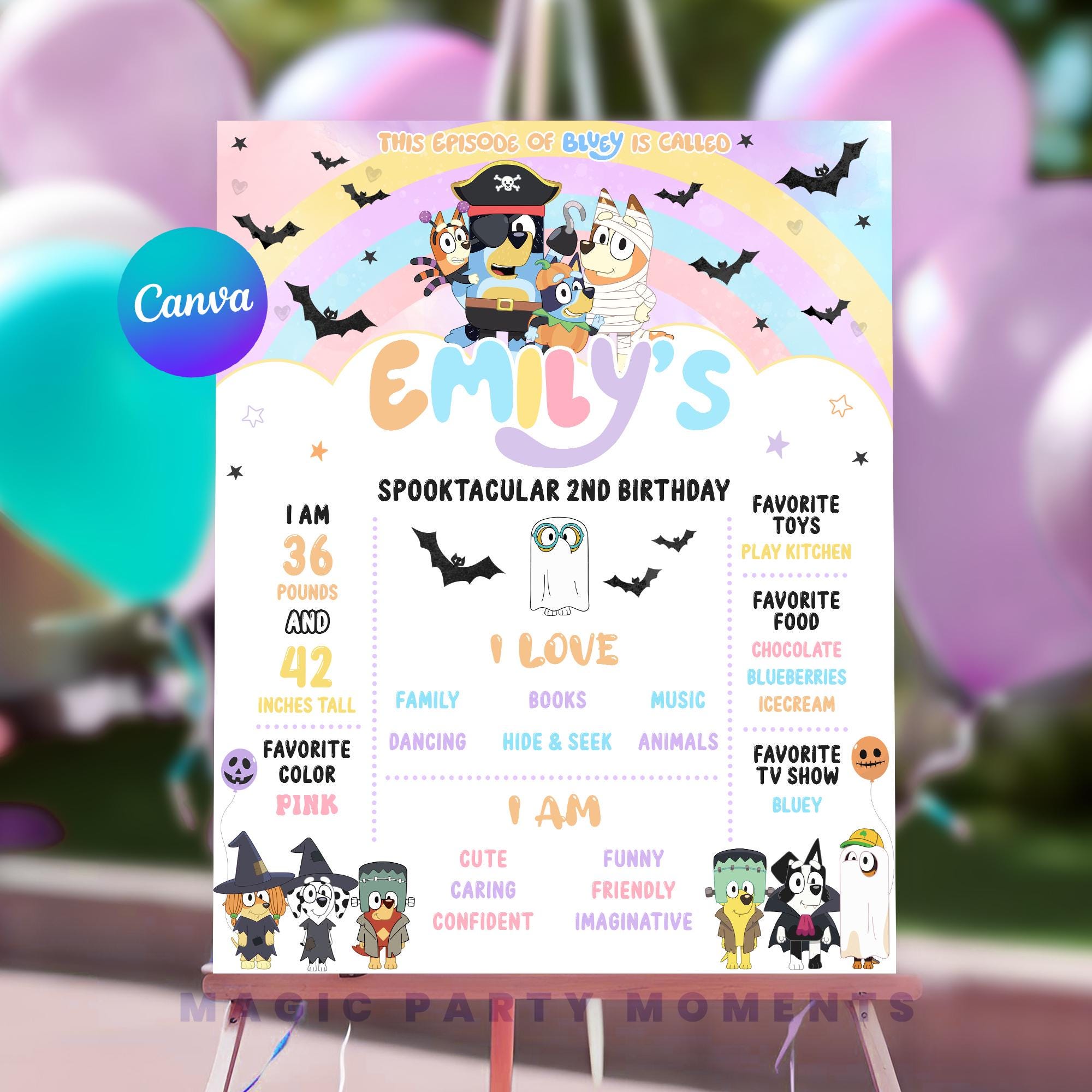 Editable Bluey Milestone Poster, Halloween Milestone Banner, Birthday ...