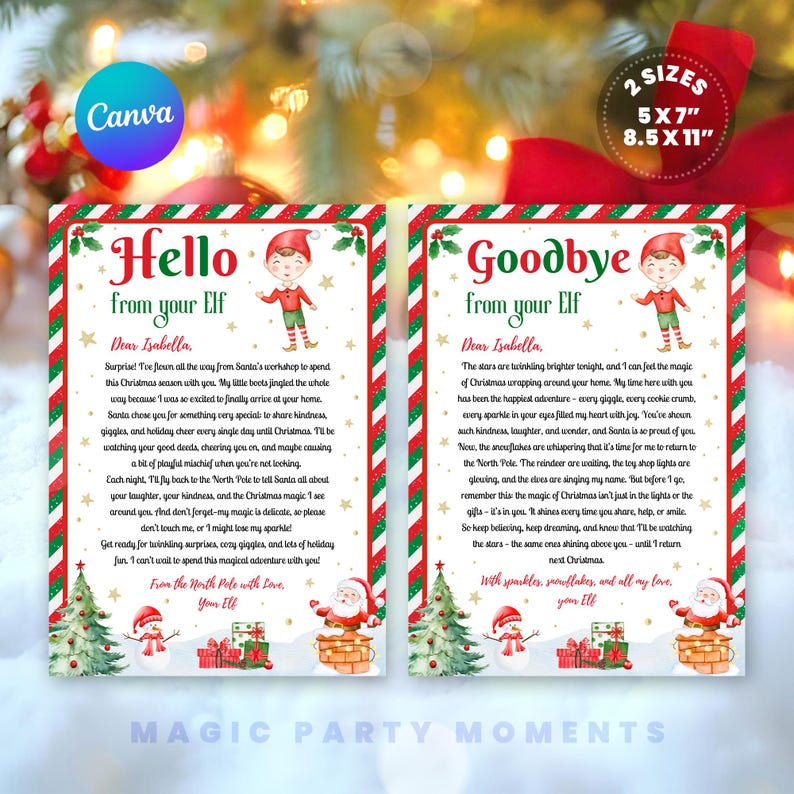 Editable Elf Arrival & Goodbye Letter, First Time Elf Letter, Elf Hello ...