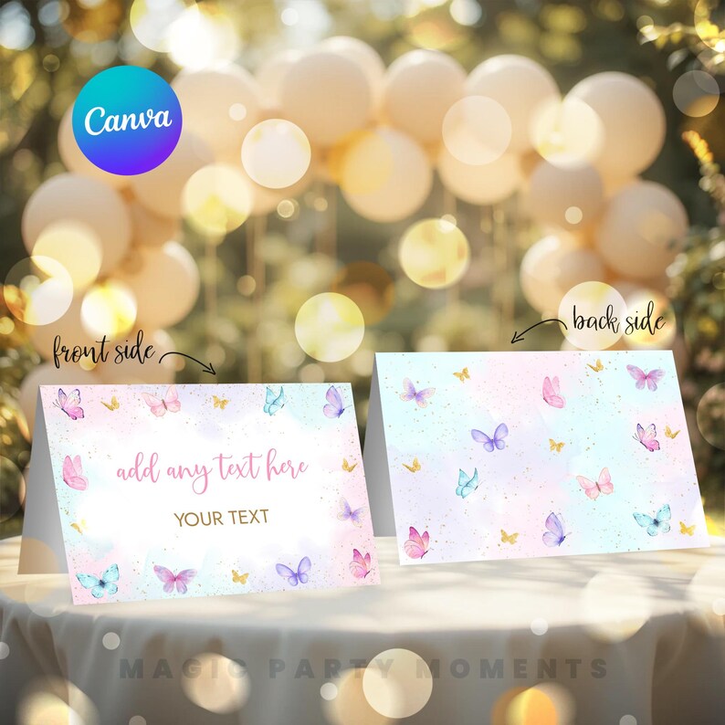 Editable Butterfly Food Labels | Pink Girl Birthday Food Tent Cards ...