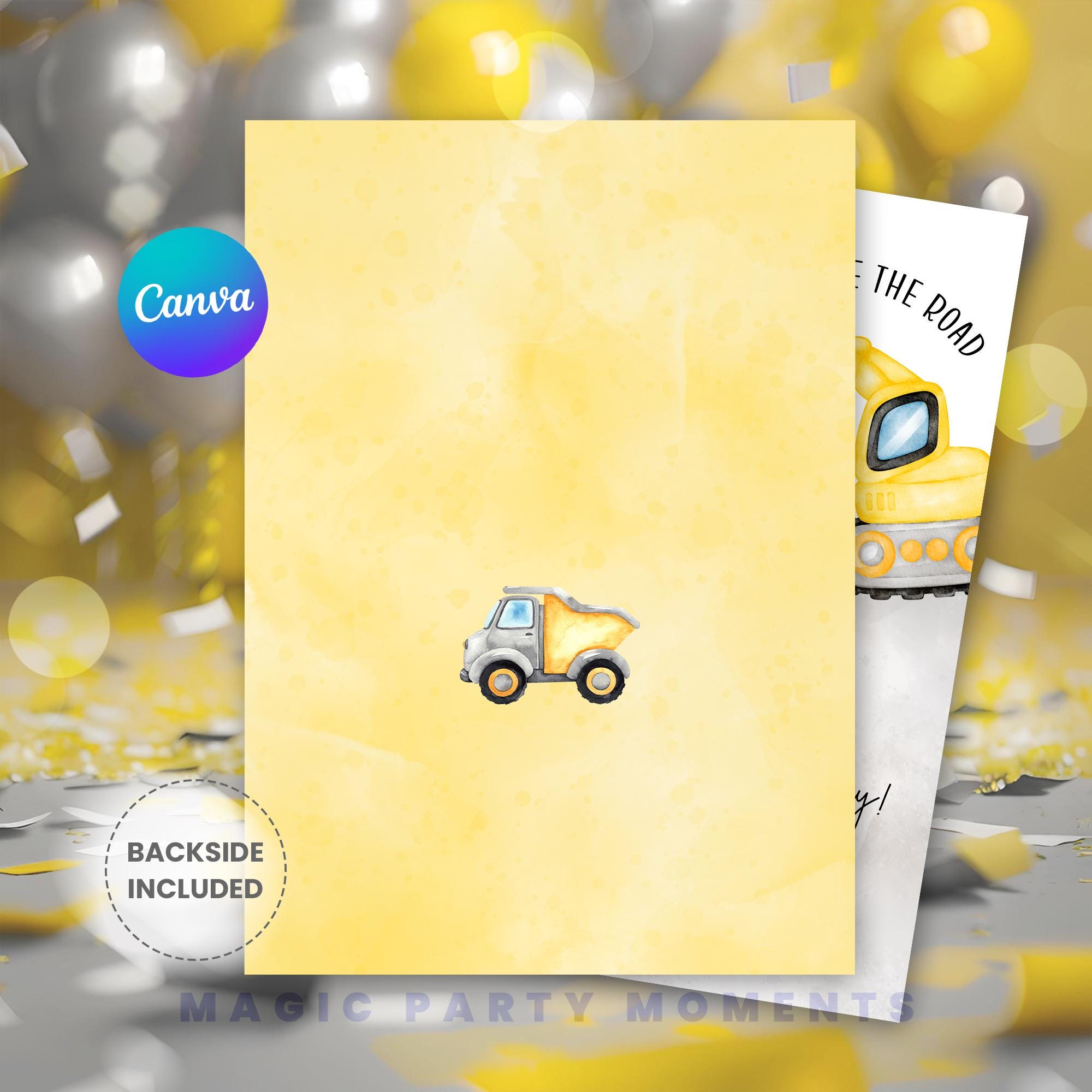 Editable Construction Truck Birthday Invitation: Excavator Party Invite ...