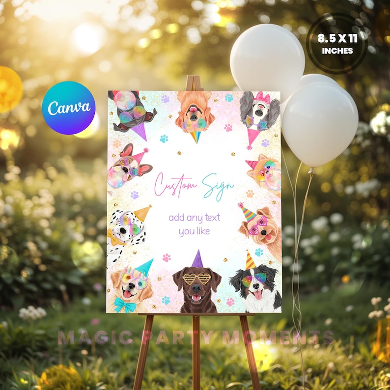 Editable Puppy Birthday Custom Sign Template | Puppy Pawty Decor ...