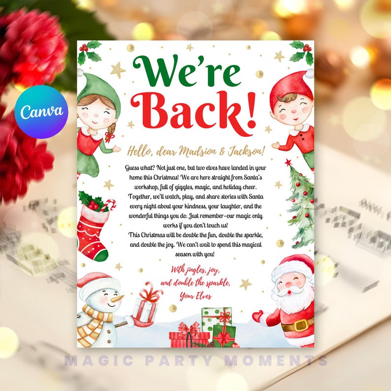 Editable Elf Arrival Letter Return Letter Christmas Elf We're Back Elf ...
