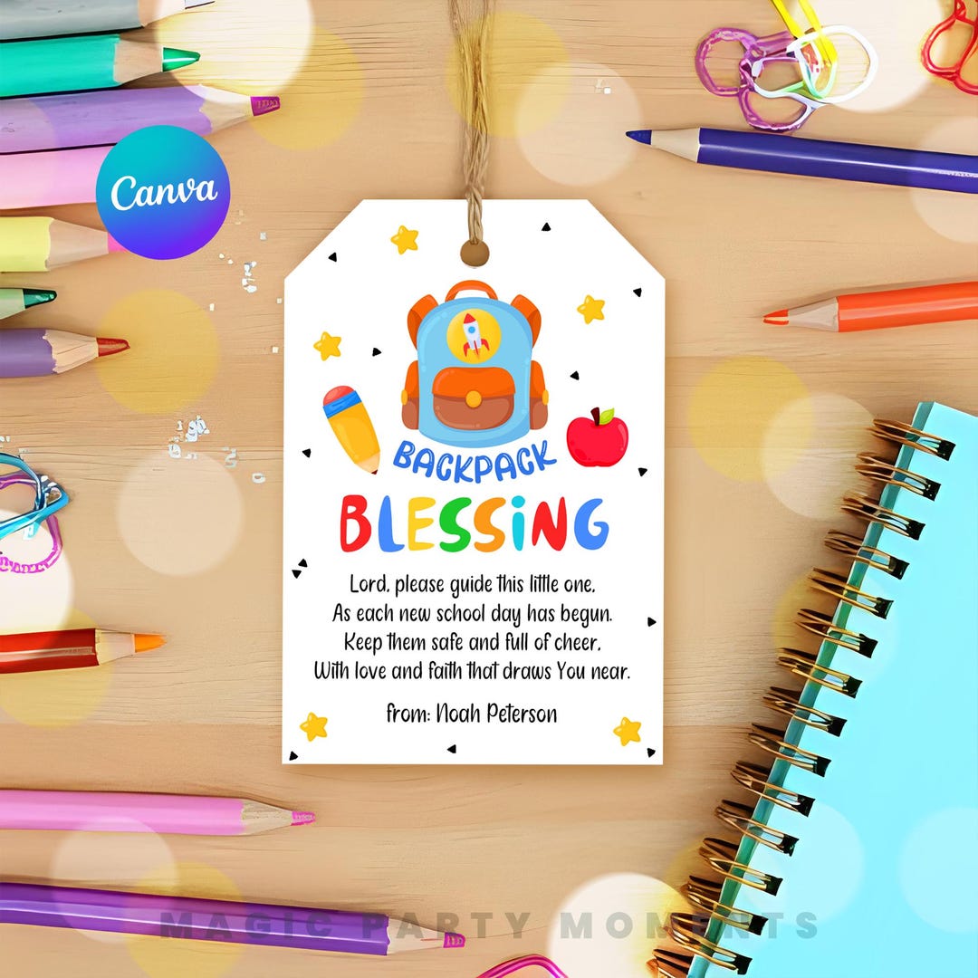 Printable Backpack Blessing Tags: First Day of School Prayer Tag ...