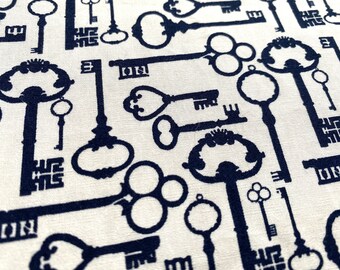 Vintage Skeleton Key Fabric Stylized Antique Keys on White - Etsy