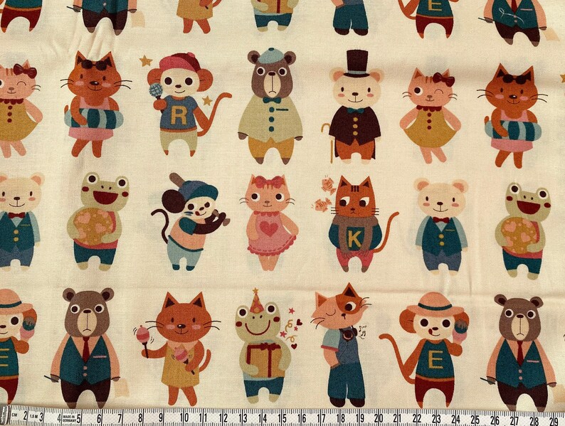 Japanese Animal Characters Fabric Beige Cream Earth Tones - Etsy