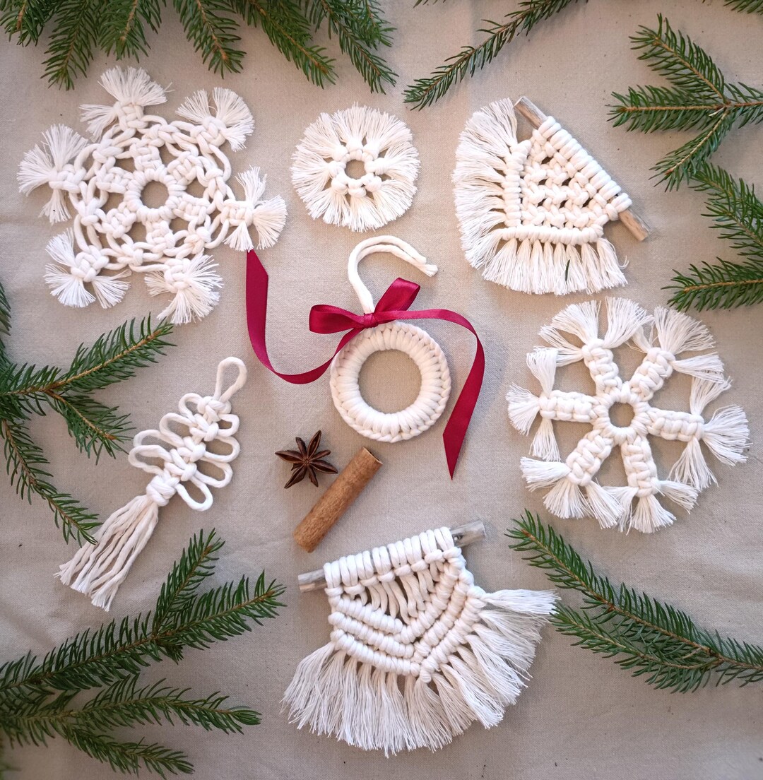 Macrame Christmas Ornaments Tutorial + Knot Guide. Boho Macrame. BUNDLE ...