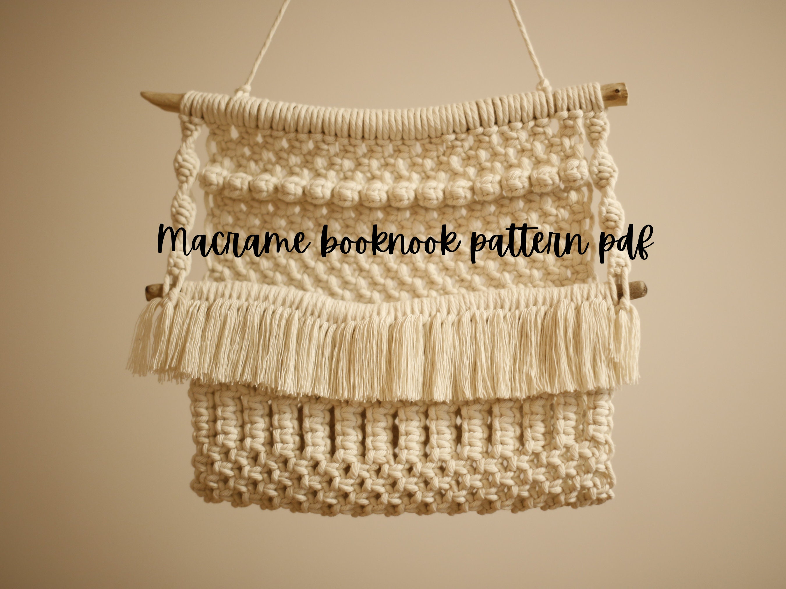 Boho Macrame Book Nook Tutorial + Free Knot Guide. Instant Download.pdf ...