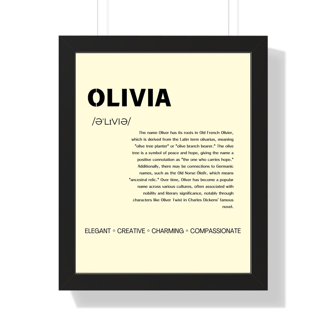Olivia Name Typography Wall Art: Chic Print Celebrating Etymology ...