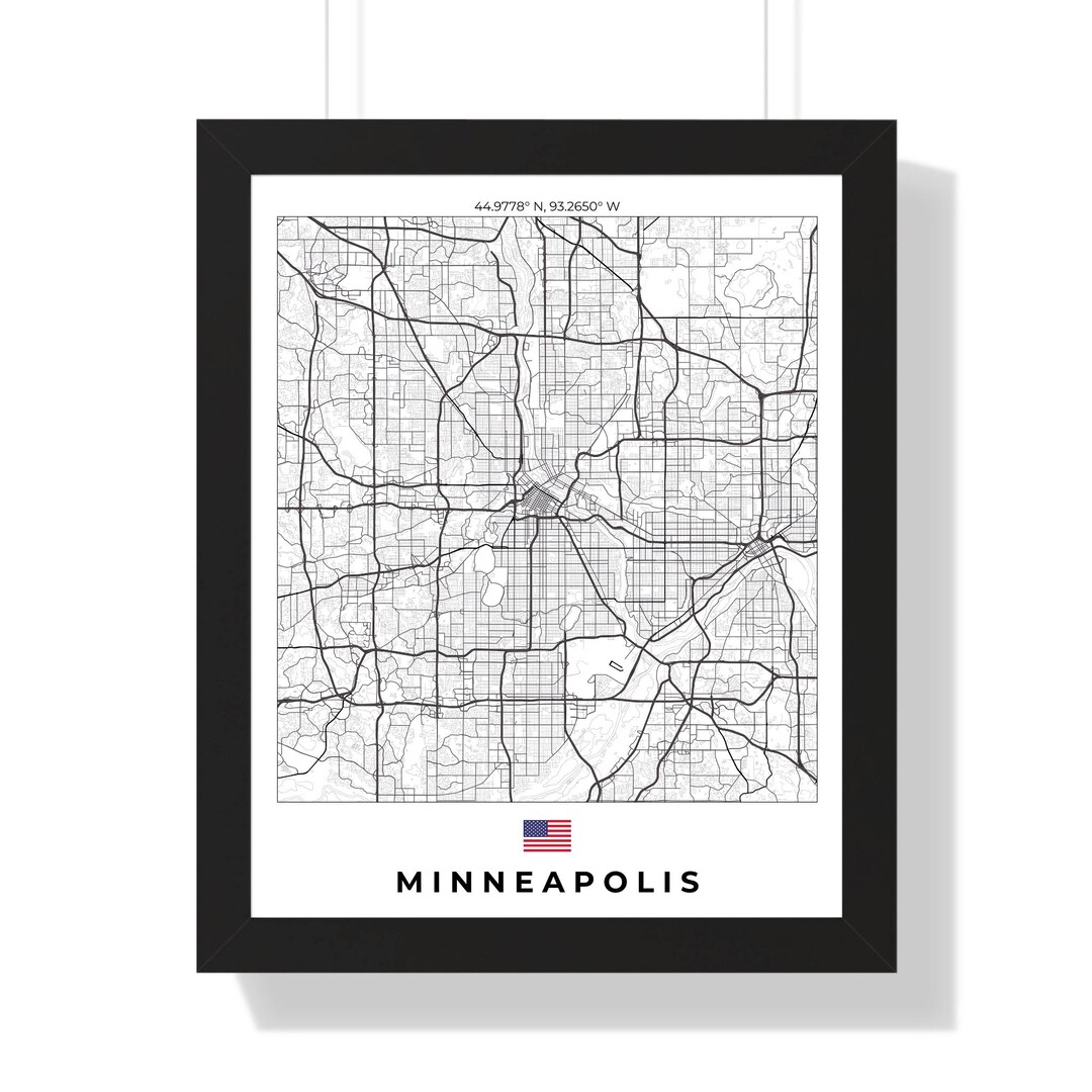 City Map Minneapolis Wall Artwork - Printable Digital Art, Unique Home ...