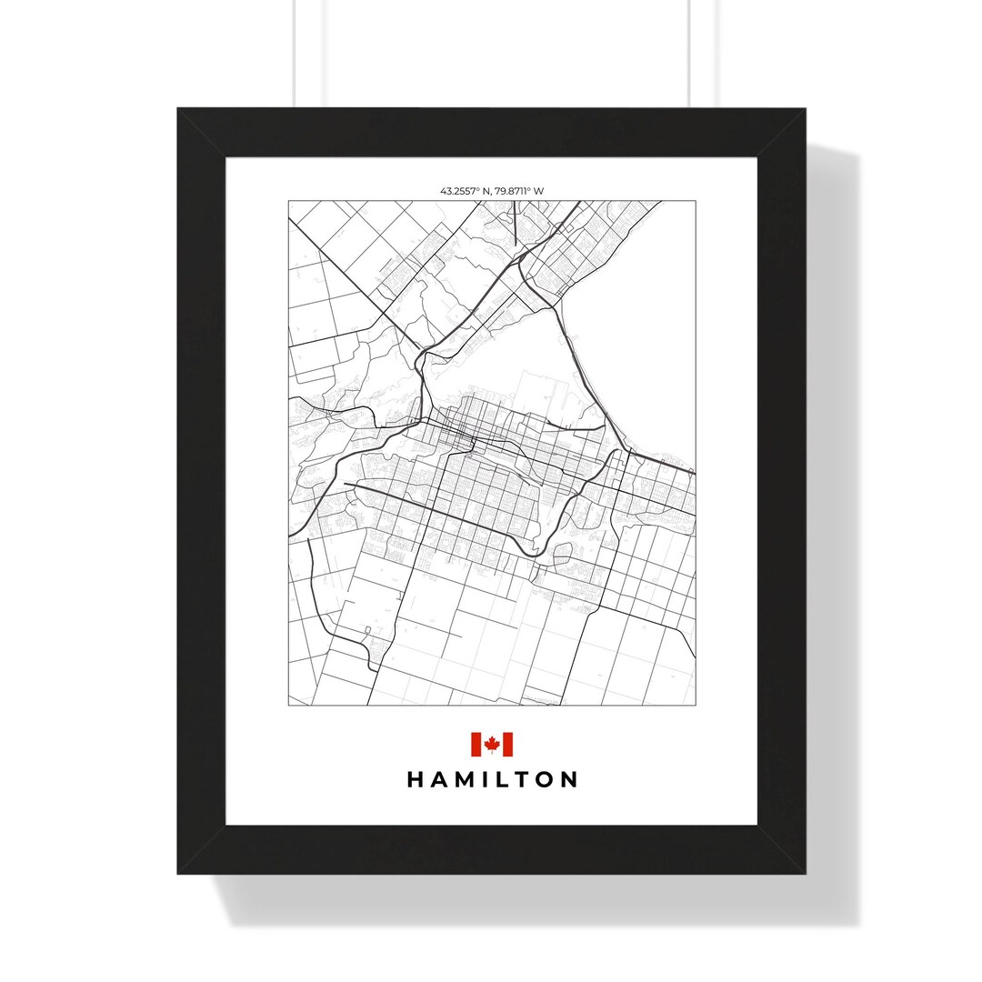 City Map Hamilton, Canada Wall Artwork - Digital Download or Print ...