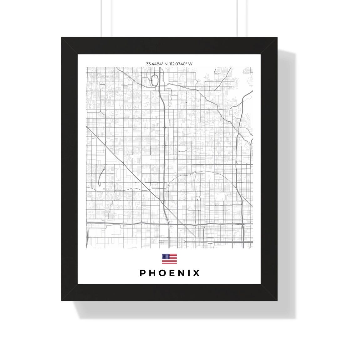 City Map Phoenix Wall Artwork - Digital Download or Print, Modern Home ...