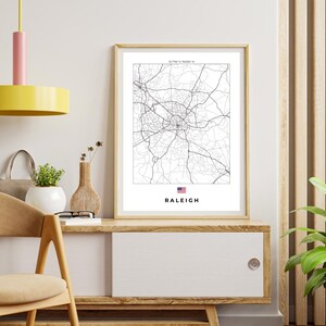 City Map Raleigh Wall Artwork | Digital Download or Print | Unique Home ...
