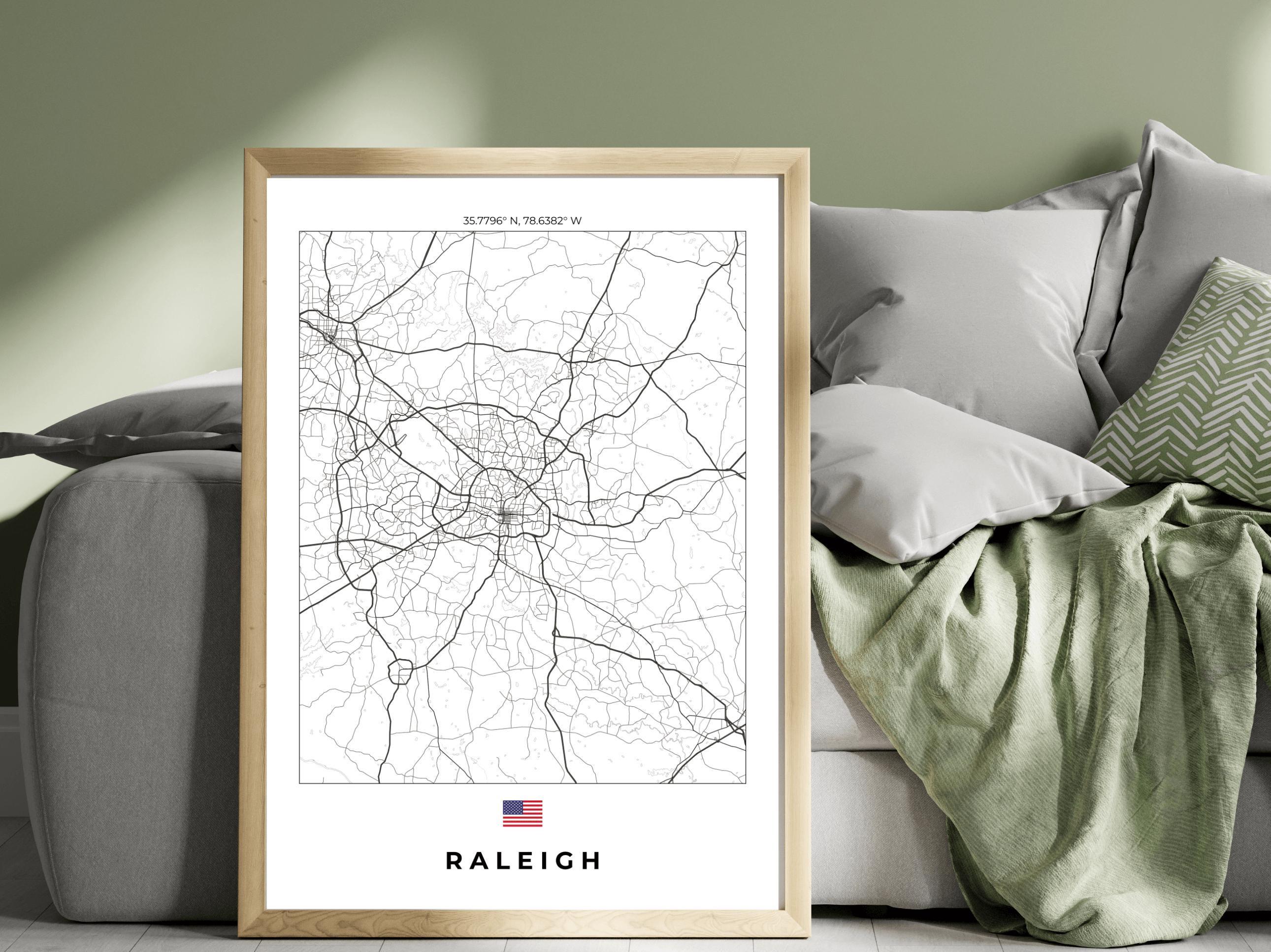 City Map Raleigh Wall Artwork | Digital Download or Print | Unique Home ...