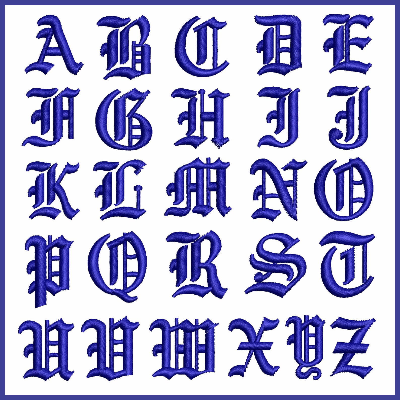 Old English Embroidery Font –vintage Monogram Alphabet 5 Sizes & 9 ...