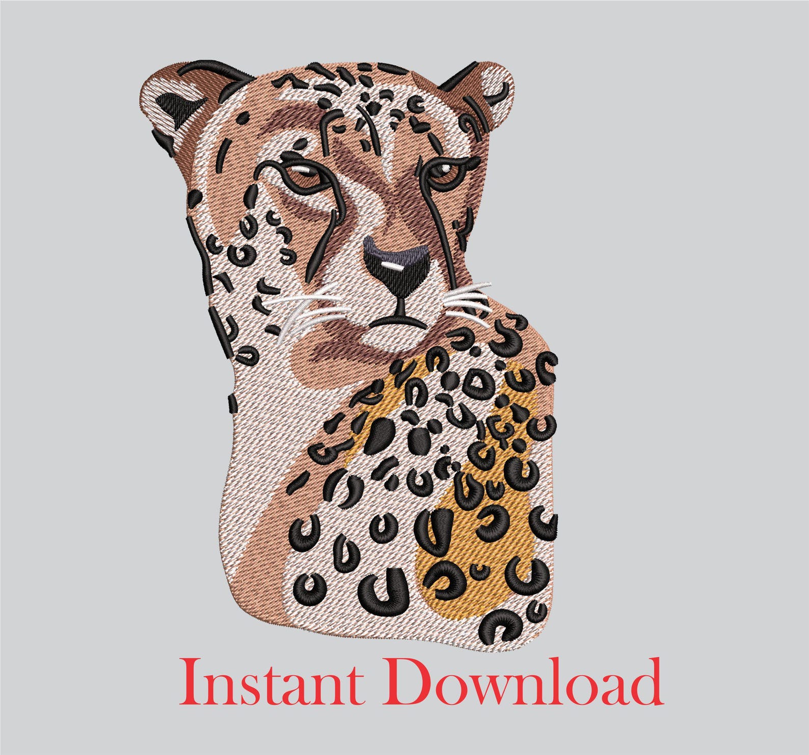 Cheetah Embroidery Pattern | Leopard Machine Embroidery Design | Wild ...