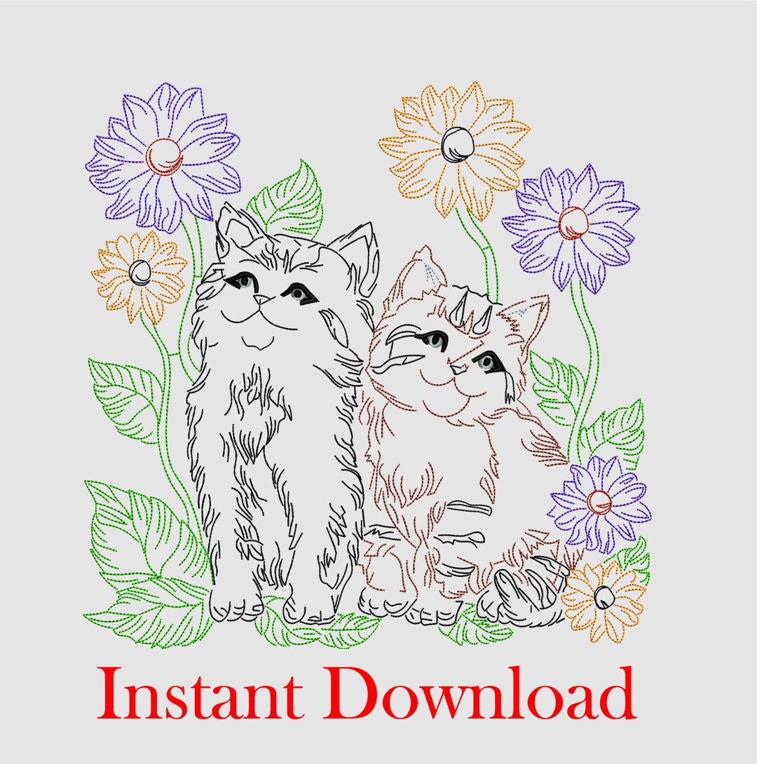 Cute Tabby Cat's-machine Embroidery Design - Cute Tabby Cat Embroidery ...