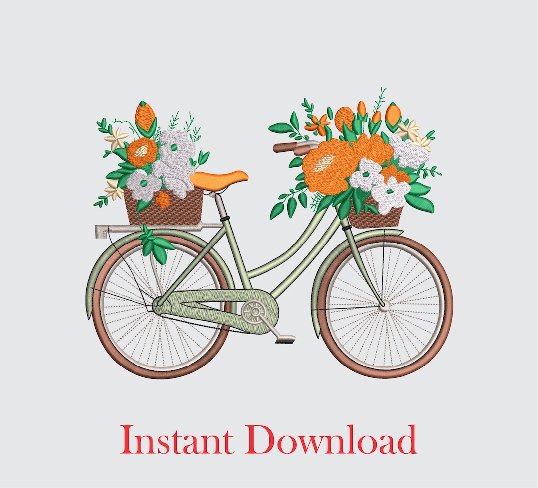 Floral Bike Embroidery Designs - Bicycle Embroidery Design Machine ...
