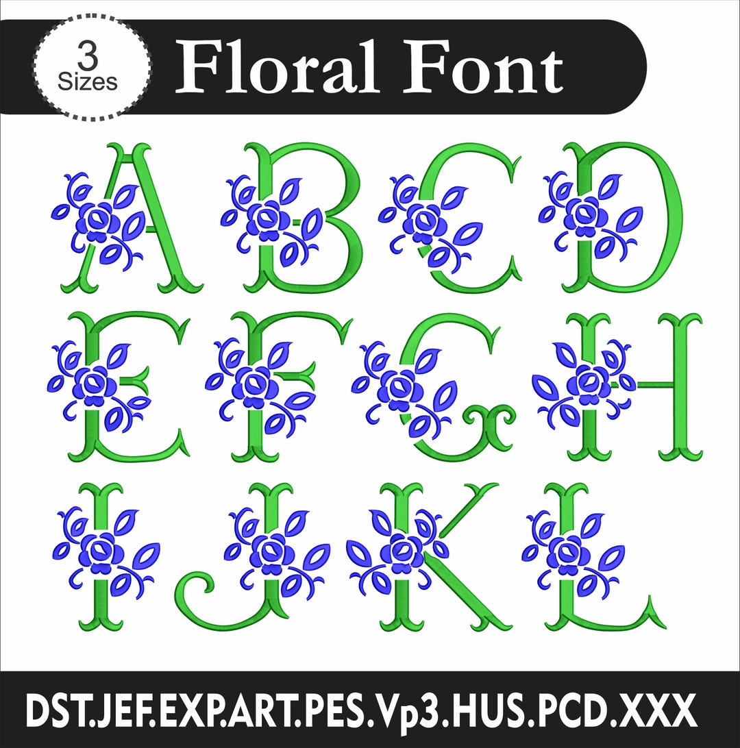 A-Z Flower Alphabet Embroidery Designs, Machine Embroidery Designs, 3 ...