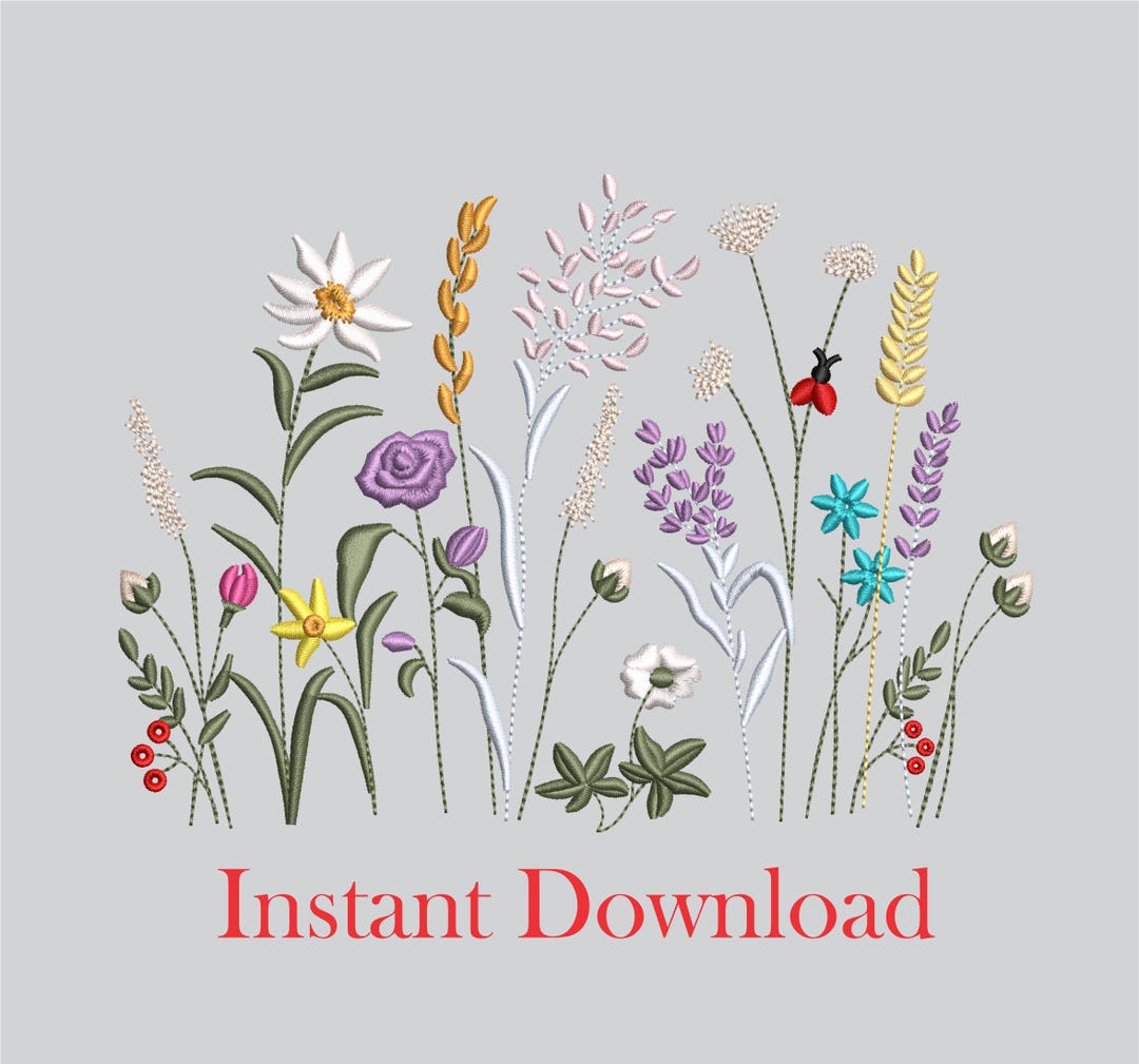 Floral Machine Embroidery Design - Watercolor Embroidery Files ...
