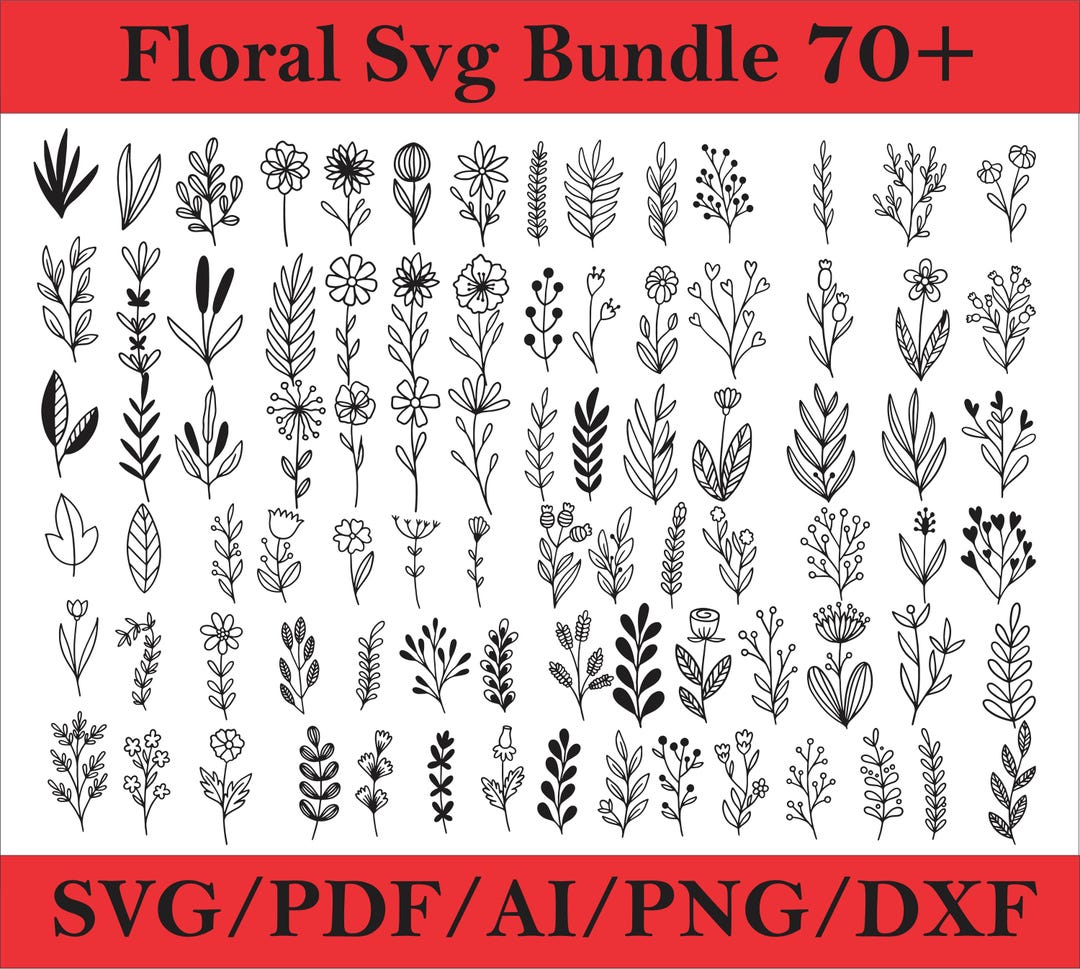 Floral Svg Bundle, Flower Svg Bundle, Flowers Bundle SVG, Wildflower ...