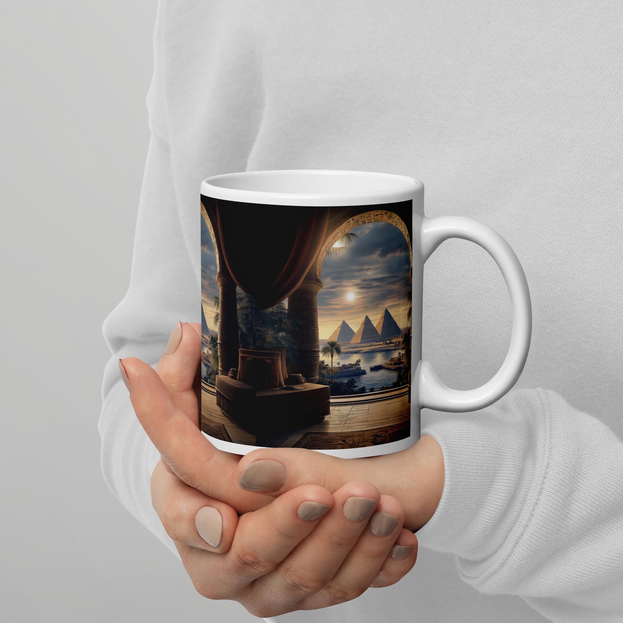 Egyptian Pyramids Ceramic Mug Nile River Design Coffee Cup Ancient ...