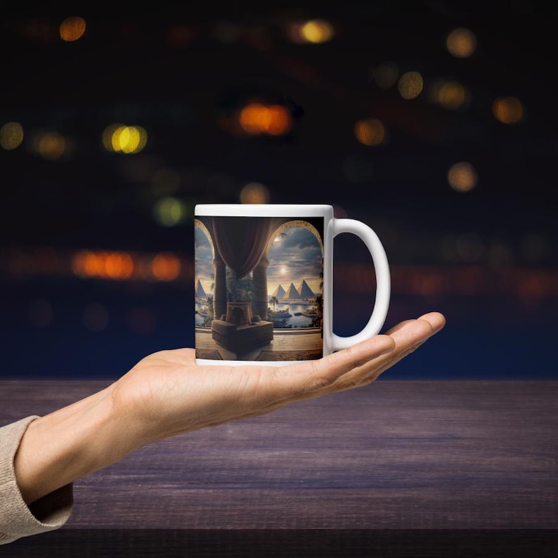 Egyptian Pyramids Ceramic Mug Nile River Design Coffee Cup Ancient ...
