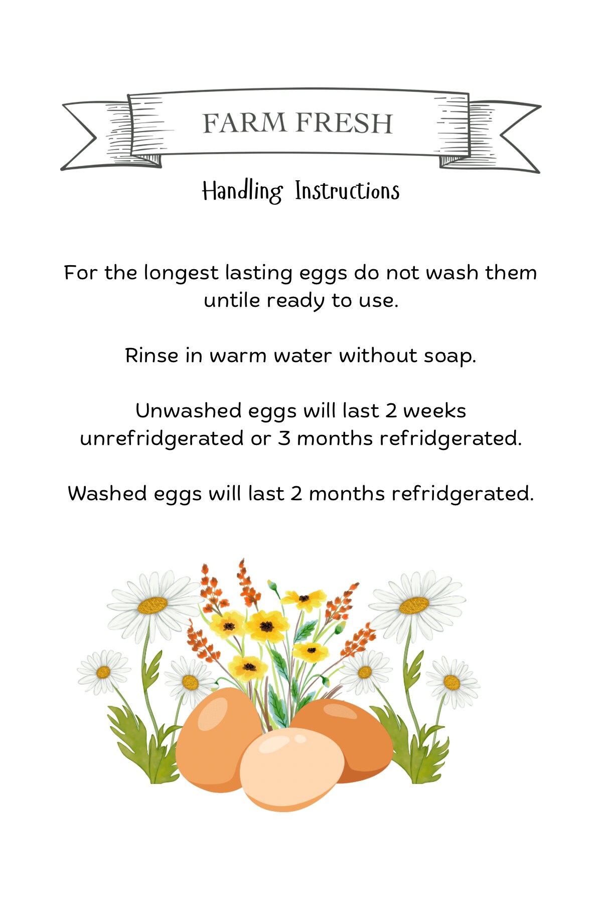 Printable Farm Fresh Eggs Care Guide - Digital Download - Etsy