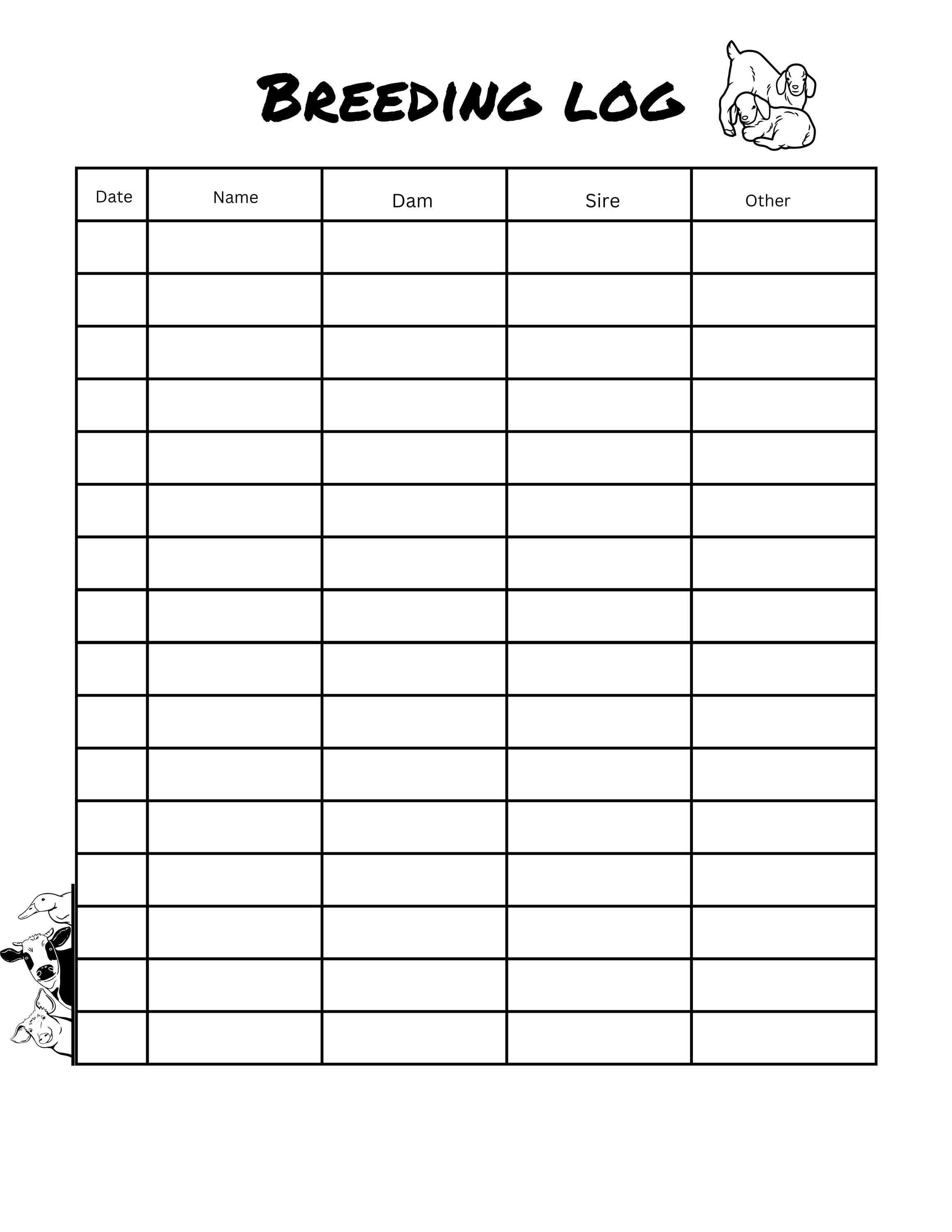 Farm Animal Breeding Log - Etsy