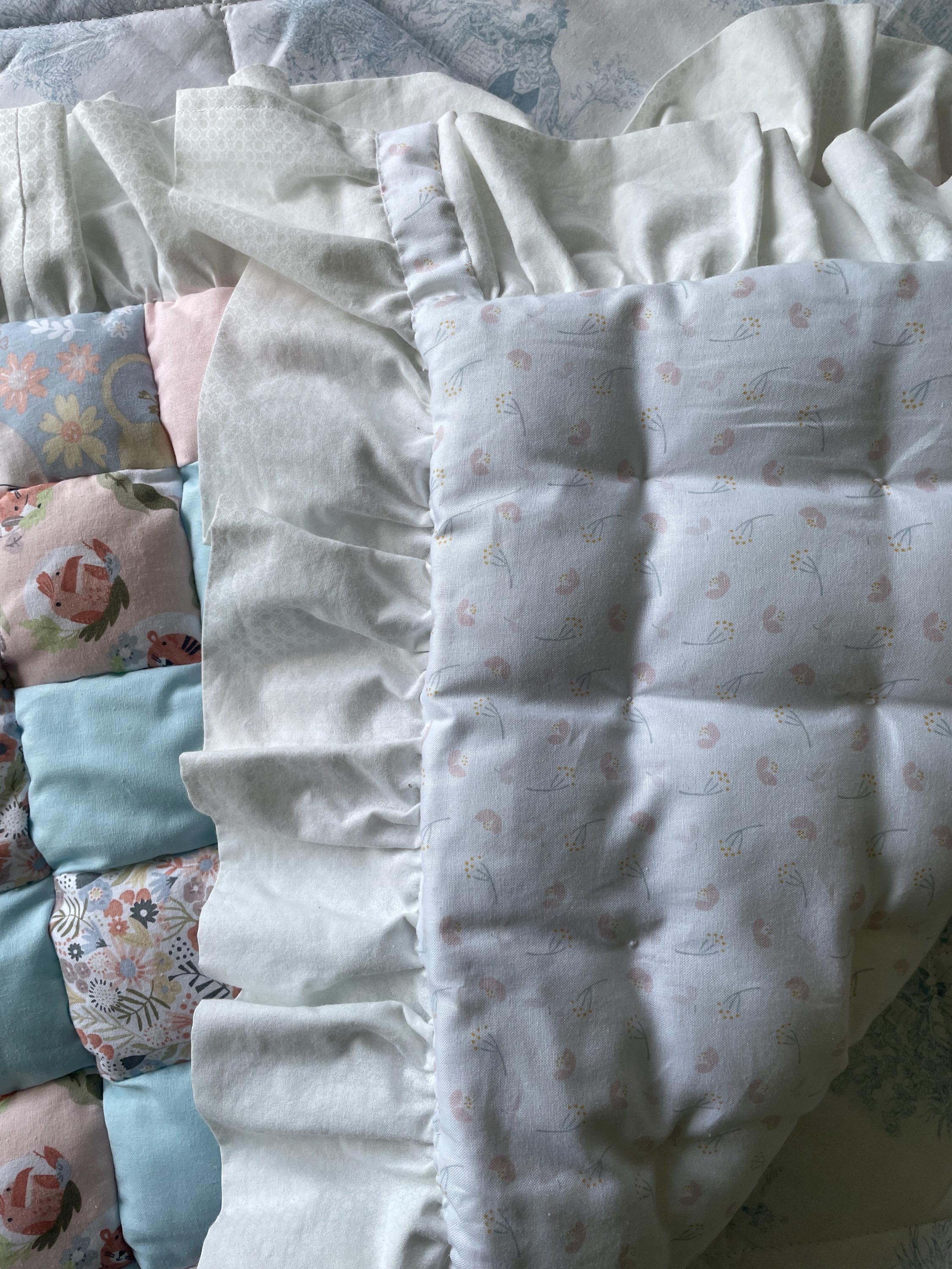 Handmade Quilted Baby Cot Quilt With Matching Pillow in Gender Neutral ...