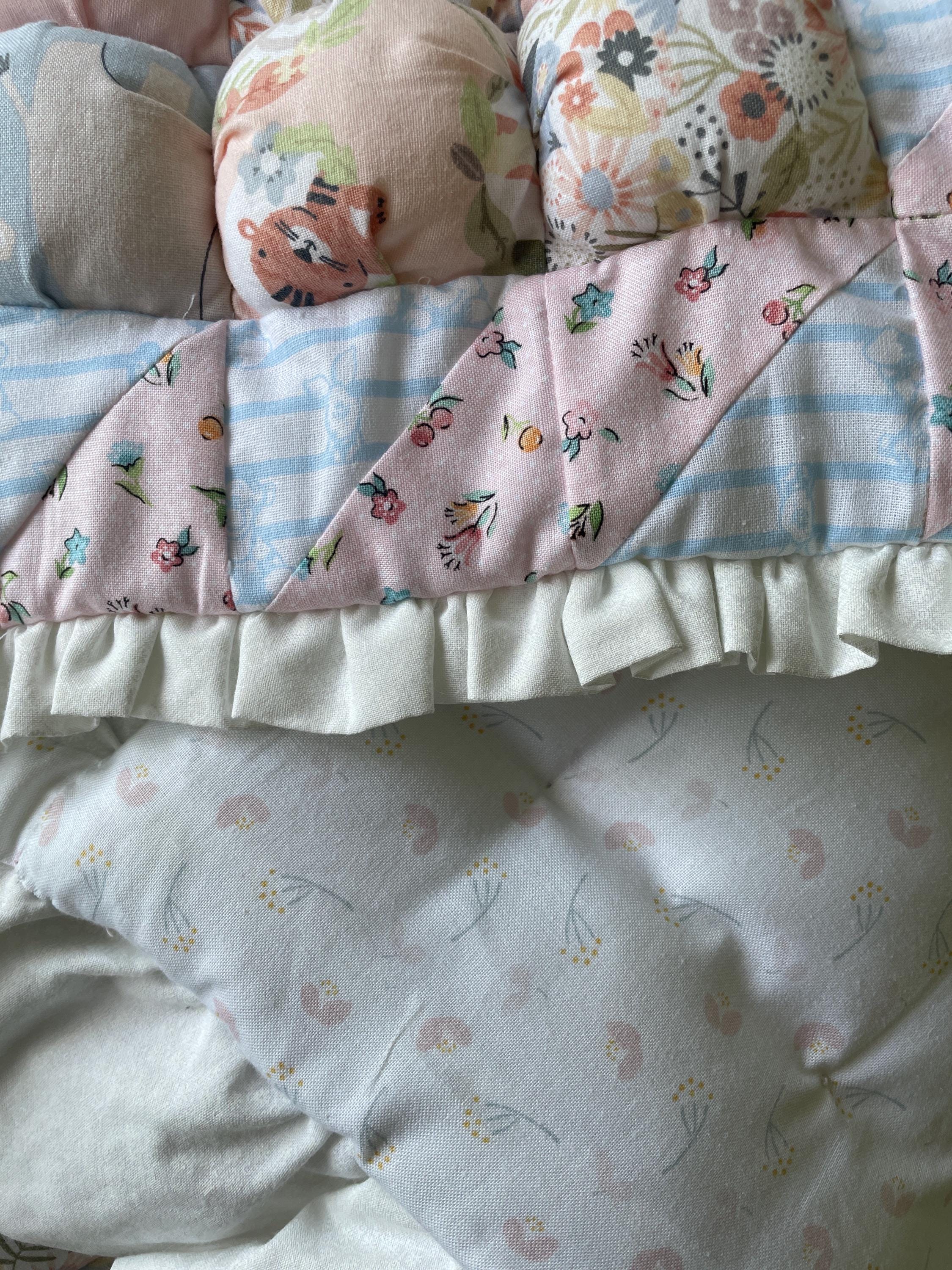 Handmade Quilted Baby Cot Quilt With Matching Pillow in Gender Neutral ...