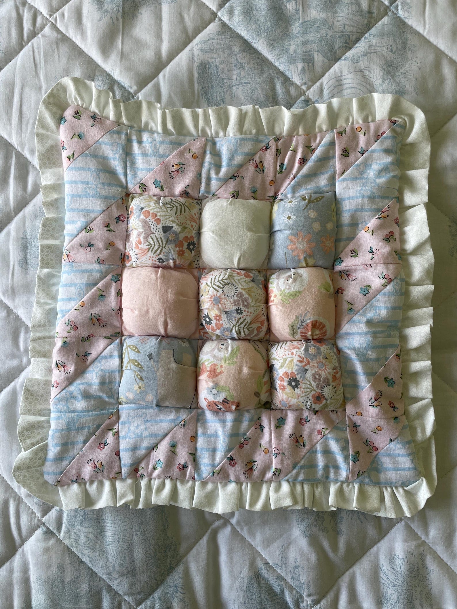 Handmade Quilted Baby Cot Quilt With Matching Pillow in Gender Neutral ...