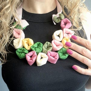 Textile Necklace, Bold Cotton Beads, Nature Inspired Necklace - Etsy