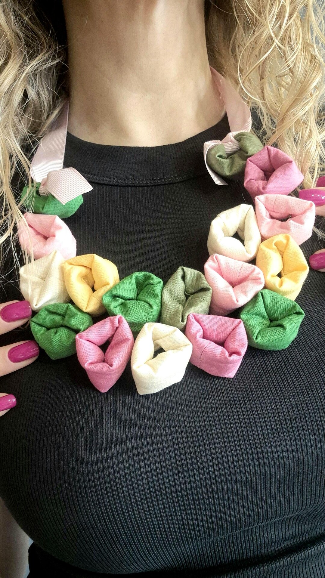 Textile Necklace, Bold Cotton Beads, Nature Inspired Necklace - Etsy