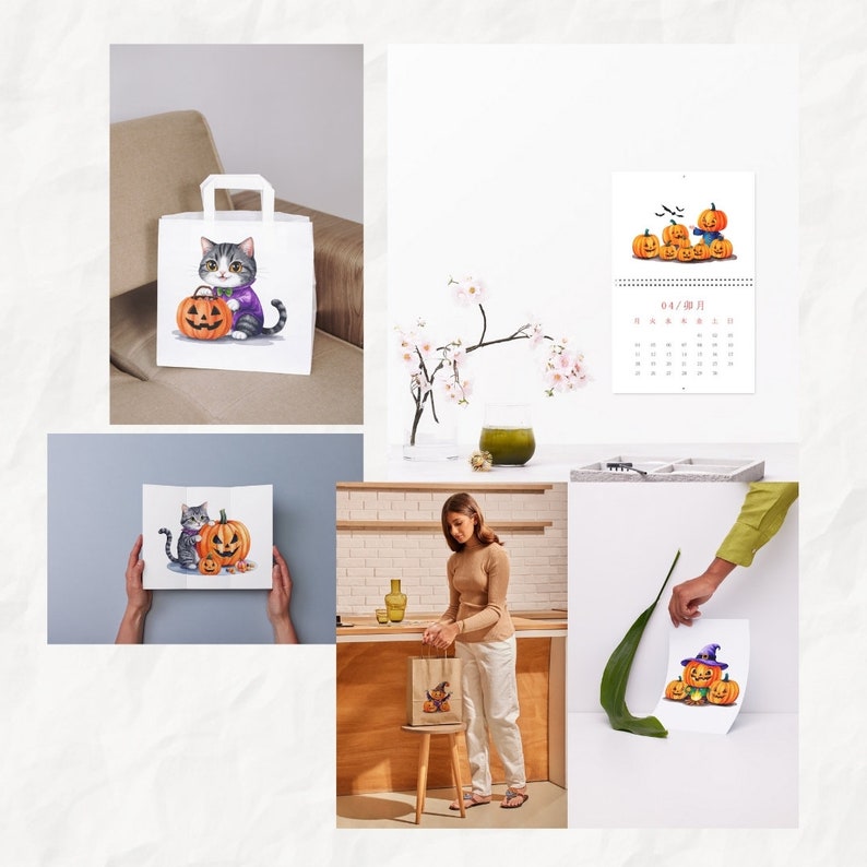 Cute Halloween Watercolor Clipart Set 300 DPI Transparent Background ...