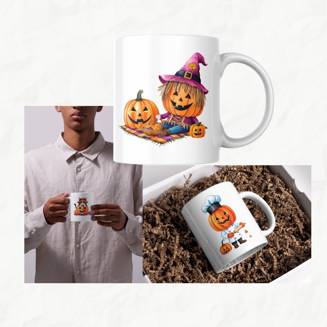 Cute Halloween Watercolor Clipart Set 300 DPI Transparent Background ...