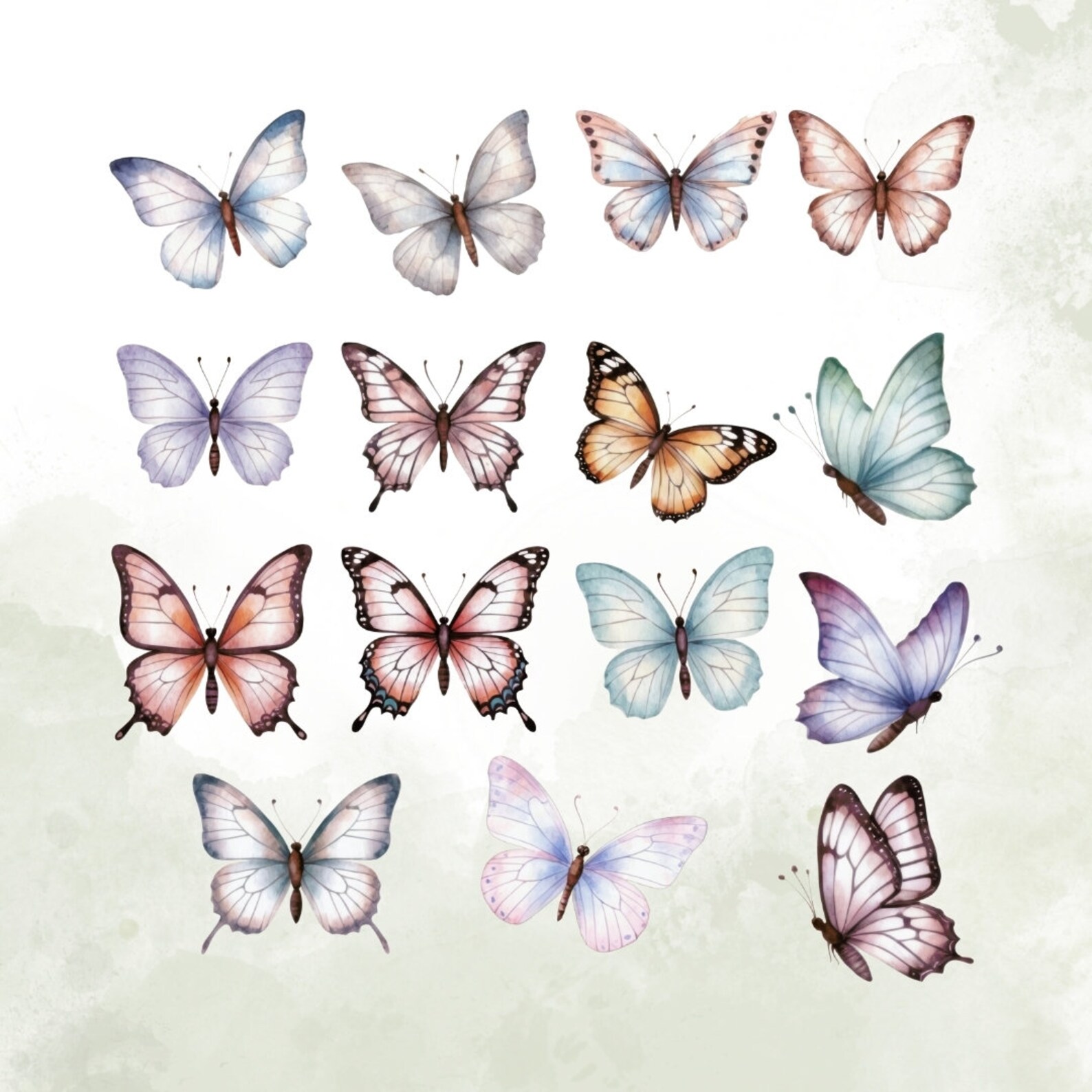 100,butterfly Watercolor Clipart, Animal Watercolor PNG Files ...