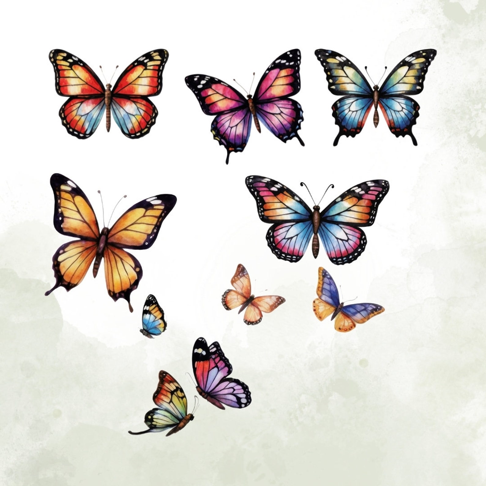 100,butterfly Watercolor Clipart, Animal Watercolor PNG Files ...